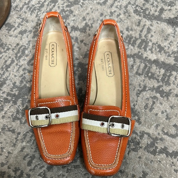 Coach | Shoes | Coach Orange Flats With Slipon Design And Moccasin Toe ...